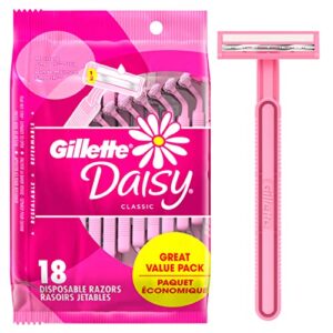 gillette venus daisy classic disposable razors for women, 18 count, hair removal for women