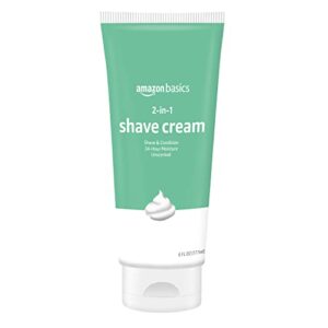 amazon basics 2-in-1 shave cream, fragrance free, 6 fl. oz., 2 pack (previously solimo)