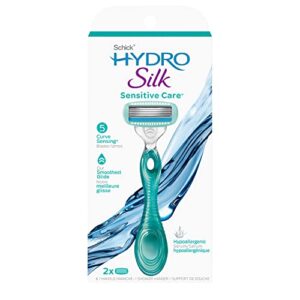 schick hydro silk sensitive skin razor for women with 2 moisturizing razor blade refills