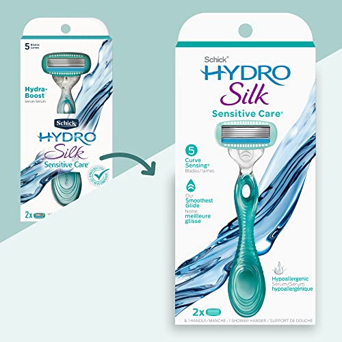 Schick Hydro Silk Sensitive Skin Razor for Women with 2 Moisturizing Razor Blade Refills