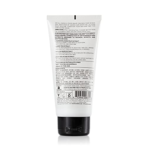 MARLOWE. No. 142 Men's Shave Gel 6 Oz | Protects Skin from Irritation & Razor Burn | Hydrates & Lubricates Skin Better than Foam | Sensitive Skin Approved