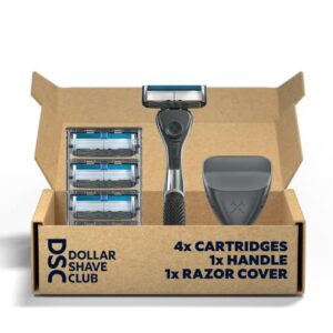 dollar shave club | 6-blade travel shaving kit | diamond grip club series razor handle, 6-blade club series razor cartridges, and razor cover