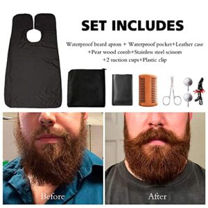 7-PACK Beard Apron Set Beard Catcher for Men's Shaving & Grooming Black Waterproof Beard Bib With Adjustable Neck, The Great Gift for Men.