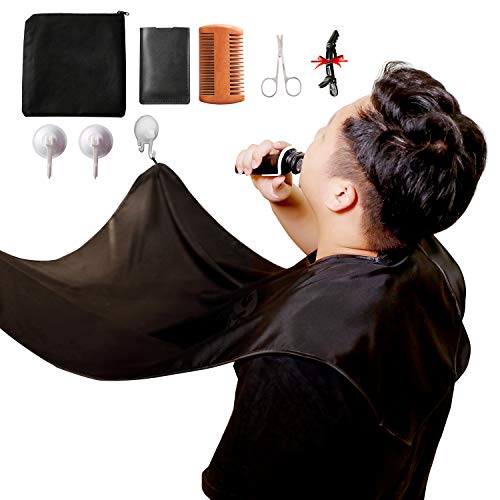 7-PACK Beard Apron Set Beard Catcher for Men's Shaving & Grooming Black Waterproof Beard Bib With Adjustable Neck, The Great Gift for Men.