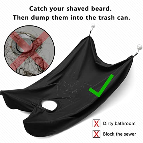 Cape for Men Shaving,Non-Stick Beard Cape for Trimming, Beard Apron,Gifts for Men Beard catcher, Beard Bib(C26-black)