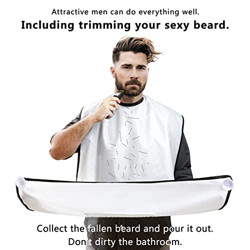 Cape for Men Shaving,Non-Stick Beard Cape for Trimming, Beard Apron,Gifts for Men Beard catcher, Beard Bib(C26-black)