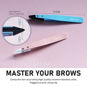 Lee'nail Ceramic Tweezers Set,tweezers for women and men, Precision Tweezers for Facial Hair& Ingrown Hair, sharp tweezers, Slant ceramic tweezers,Create New Material, won't rust&different feel