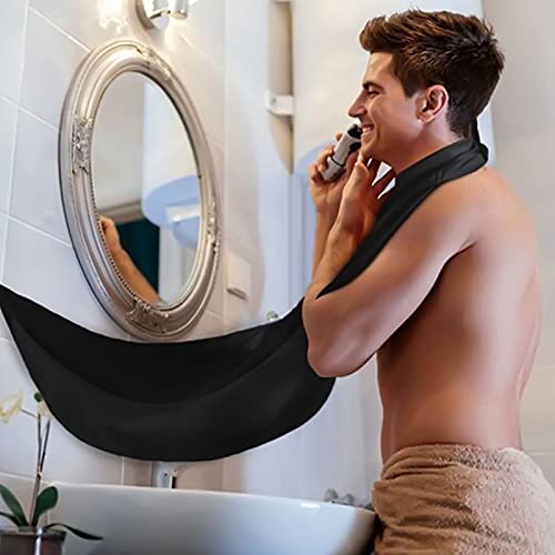 2Packs Beard Bib Apron Beard Shaving Cloth for Shaving and Trimming Beard Hair Catcher Grooming Cloth with 2 Suction Cups Great Gift For Men Husband Father Boyfriend