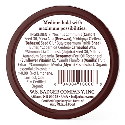 Badger - Mustache Wax, Medium Hold, Natural Mustache Wax, Certified Organic, Styling Facial Hair Wax, Moustache Wax, 0.75 oz