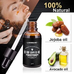 Lionmane Beard Growth Gift Kit, Father's Day Gifts for Men,Beard Growth Oil,Beard Balm Brush Comb, Stimulate Beard Hair Growth, Men's Birthday Anniversary Beard Gifts for Husband/Boyfriend/Dad/Him