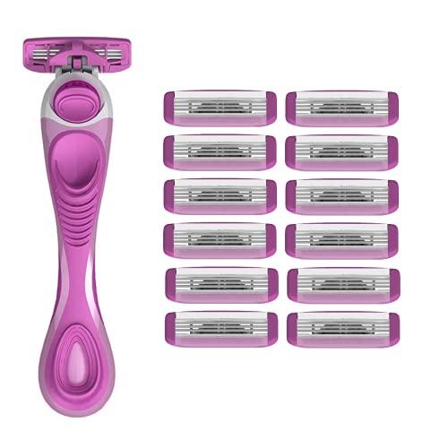 ShaveMOB 4-Blade Women's Razor Kit (Flex Head Handle + 12 Refills) - The Purist Shaving Kit