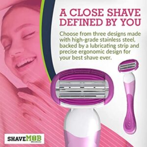 ShaveMOB 4-Blade Women's Razor Kit (Flex Head Handle + 12 Refills) - The Purist Shaving Kit