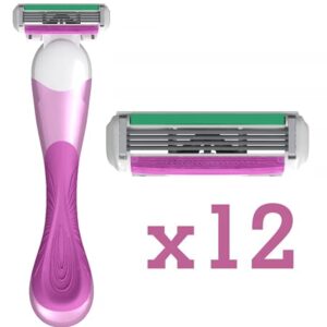 ShaveMOB 4-Blade Women's Razor Kit (Flex Head Handle + 12 Refills) - The Purist Shaving Kit