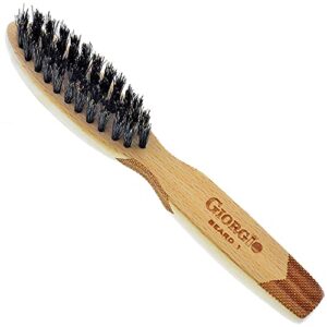 giorgio gbrd1 small travel men’s mustache and beard brush, natural boar bristle for flawless shaping and grooming. ergonomic grip wood handle. dry or wet, distributes oils and balms to soften beard