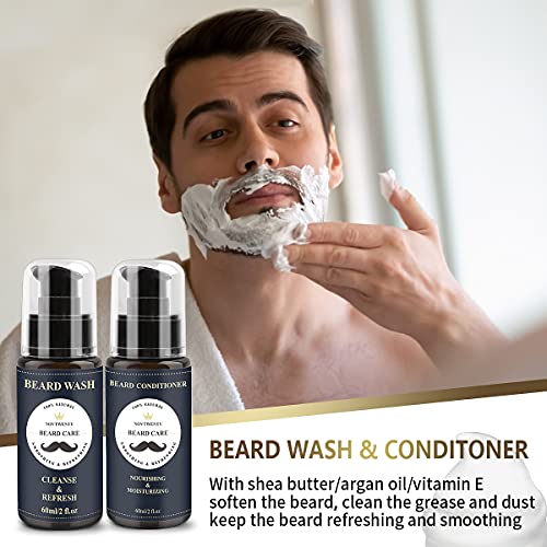 Beard Grooming Kits, 10 In 1 Beard Growth Kit with Beard Wash, Beard Oil and Growth Oil, Beard Conditioner, Beard Balm, Beard Brush, Beard Comb, Beard Scissors and Storage Bag, Great Gifts Box for Men