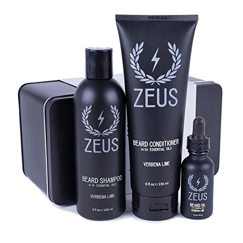 ZEUS Beard Care Set, Starter Beard Wash & Beard Oil Kit for Men, Soften, Hydrates, & Moisturizes – MADE IN USA (Verbena Lime)