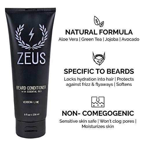 ZEUS Beard Care Set, Starter Beard Wash & Beard Oil Kit for Men, Soften, Hydrates, & Moisturizes – MADE IN USA (Verbena Lime)