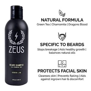 ZEUS Beard Care Set, Starter Beard Wash & Beard Oil Kit for Men, Soften, Hydrates, & Moisturizes – MADE IN USA (Verbena Lime)