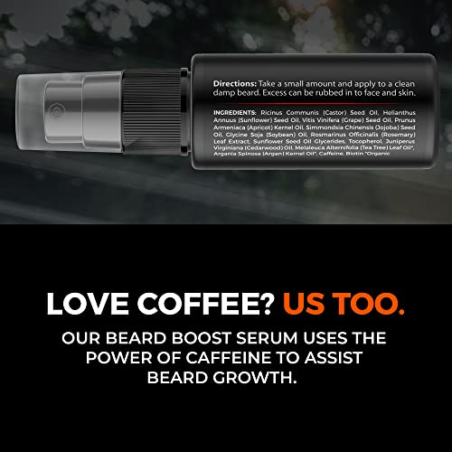 Beard Growth Serum with Biotin & Caffeine by Wild Willies - Natural Beard Care for Thicker, Fuller Healthier Beard - Mens Facial Hair Treatment for Grooming - Increases Thickness and Volume