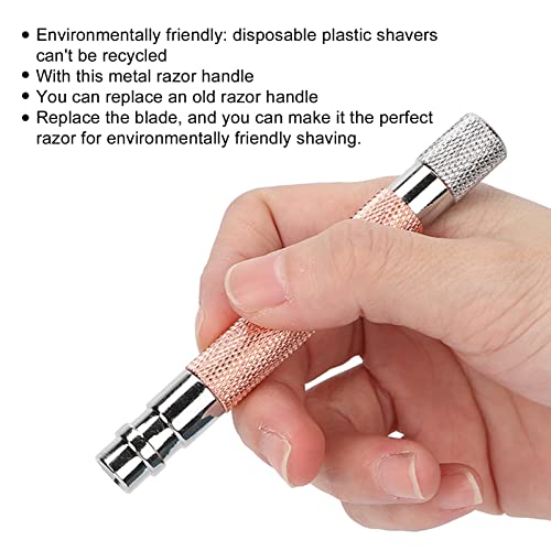 Razors for Men, Men's Shaving Razor Old Fashioned Razor Handle Zinc Alloy Retro Long Handle Shave Tool Manual Safety Razor Shaving Anti Slip Design for Men Barbershop (copper)