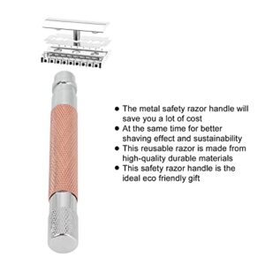 Razors for Men, Men's Shaving Razor Old Fashioned Razor Handle Zinc Alloy Retro Long Handle Shave Tool Manual Safety Razor Shaving Anti Slip Design for Men Barbershop (copper)