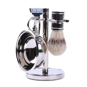 stainless steel shaving set for men – bowl, brush, and stand by science purchase