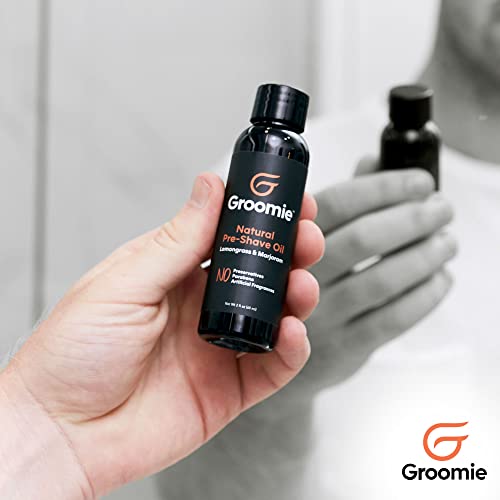 GROOMIE Natural Pre-Shave Oil for Bald Headed Men and Women | Specially Formulated Plant Based Recipe with Milk Thistle Seed, Essential Oils, Antioxidants, and Vitamin E | Promotes Close Shave