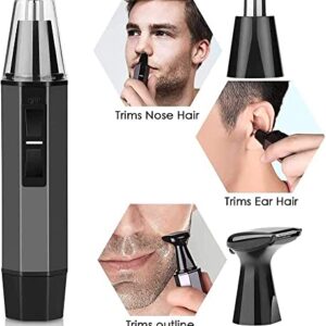 QINERSAW Nose and Ear Hair Trimmer, Portable Ear Nose Hair Trimmer, Professional Painless Eyebrow Trimmer for Men and Women, Battery-Operated, Black