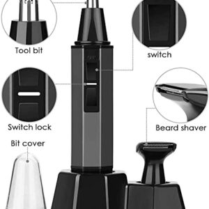 QINERSAW Nose and Ear Hair Trimmer, Portable Ear Nose Hair Trimmer, Professional Painless Eyebrow Trimmer for Men and Women, Battery-Operated, Black