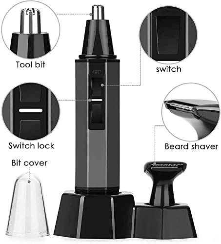 QINERSAW Nose and Ear Hair Trimmer, Portable Ear Nose Hair Trimmer, Professional Painless Eyebrow Trimmer for Men and Women, Battery-Operated, Black