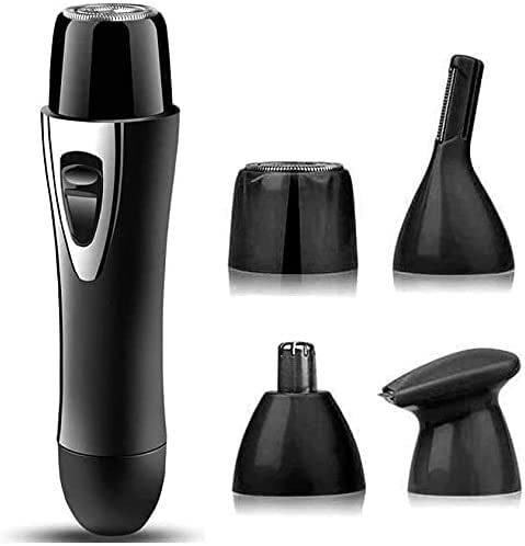 QINERSAW 4 in 1 Ear and Nose Hair Trimmer for Men & Women, Electric Professional Eyebrow Trimmer, Waterproof Painless Facial Hair Remover, USB Rechargeable, Black