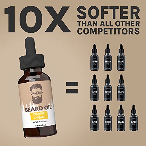 Deluxe Beard Oil and Beard Balm - For a Softer, Smoother, Moisturized Beard - Made with All-Natural and Organic Ingredients - Leave in Conditioner - Beard Care Kit for Men (Orange Cream)