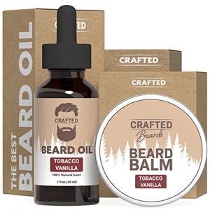 deluxe beard oil and beard balm – for a softer, smoother, moisturized beard – made with all-natural and organic ingredients – leave in conditioner – beard care kit for men – tobacco vanilla scent