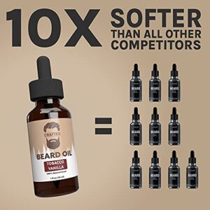 Deluxe Beard Oil and Beard Balm - For a Softer, Smoother, Moisturized Beard - Made with All-Natural and Organic Ingredients - Leave in Conditioner - Beard Care Kit for Men - Tobacco Vanilla Scent