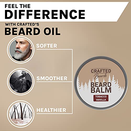 Deluxe Beard Oil and Beard Balm - For a Softer, Smoother, Moisturized Beard - Made with All-Natural and Organic Ingredients - Leave in Conditioner - Beard Care Kit for Men - Tobacco Vanilla Scent