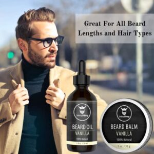 Striking Viking Beard Oil and Balm - Leave in Beard Conditioner - Tames, Styles, Softens, and Moisturizes Beards and Mustache - Made with All Natural and Organic Argan and Jojobo Oils, Vanilla