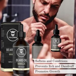 Striking Viking Beard Oil and Balm - Leave in Beard Conditioner - Tames, Styles, Softens, and Moisturizes Beards and Mustache - Made with All Natural and Organic Argan and Jojobo Oils, Vanilla