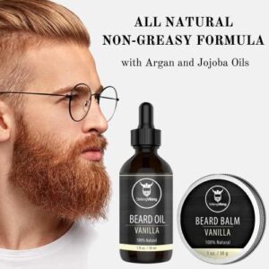 Striking Viking Beard Oil and Balm - Leave in Beard Conditioner - Tames, Styles, Softens, and Moisturizes Beards and Mustache - Made with All Natural and Organic Argan and Jojobo Oils, Vanilla