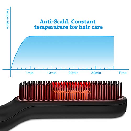 Beard Straightener Comb Brush for Men: Anti-Scald Hair Style & Beard Straightening Brush - Portable Hair Combs with 3 Temperatures & Quick Electric Heated