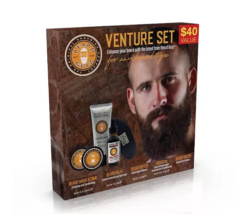 Beard Guyz Venture 5pc Beard Grooming Set with Boar Bristle Beard Brush