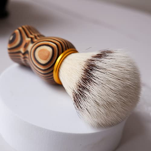 KIKC Synthetic Shaving Brush, Art Wooden Beard Brush (Ultra-Dense Synthetic Hair), Barber Shop Professional Salon Shaving Tool（22mm luxury Knot）