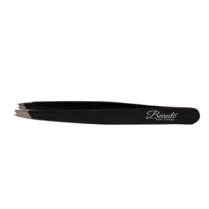 Beauté Sans Temps Beauté Sans Temp Professional Slant Tip Eyebrow Tweezers – Precision Stainless Steel Splinter Removal - Excellent Grip for Plucking Ingrown Facial Hair for Women Men Black