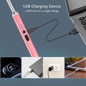 MEIRUBY Lighter Electric Lighter Candle Lighter Rechargeable USB Lighter Arc Lighters for Candle Camping BBQ Sports Fan Tools Lighter (Rose Gold)