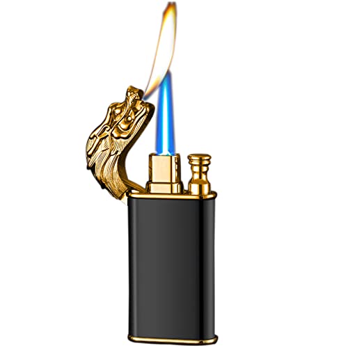 2023 New Dragon Lighter, Unique Torch Lighter Switchable Soft / Jet Flame, Butane Refillable Cool Lighter Creative Gift for Men(Without Fuel) (Black Dragon)