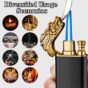 2023 New Dragon Lighter, Unique Torch Lighter Switchable Soft / Jet Flame, Butane Refillable Cool Lighter Creative Gift for Men(Without Fuel) (Black Dragon)