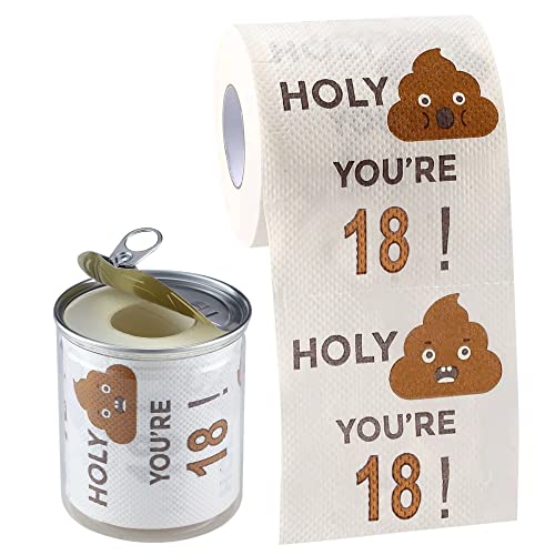 Happy 18th Birthday Gifts for Boys Son and Girls - 3-Ply Funny Toilet Paper Roll, 18th Birthday Toilet Paper Gag Funny Birthday Gift Novelty for 18 Birthday Party Decorations Eighteenth Party Supplies