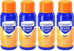 microban disinfectant spray, travel size 24 hour sanitizing spray, citrus scent, 4 count (2.8oz each)