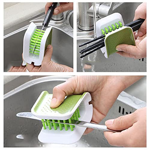 UGpine Brush Knife Cleaner Chopsticks and Fork Cleaning Brush Cutlery Cleaner Utensil Bristle Scrubber Double Sided Spoon Knives Washing