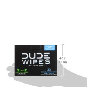 DUDE Wipes On-The-Go Flushable Wet Wipes - 1 Pack, 30 Wipes - Unscented Extra-Large Individually Wrapped Wipes with Vitamin E & Aloe - Septic and Sewer Safe