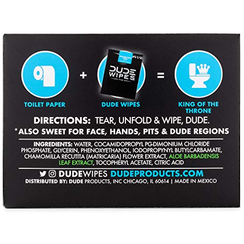 DUDE Wipes On-The-Go Flushable Wet Wipes - 1 Pack, 30 Wipes - Unscented Extra-Large Individually Wrapped Wipes with Vitamin E & Aloe - Septic and Sewer Safe